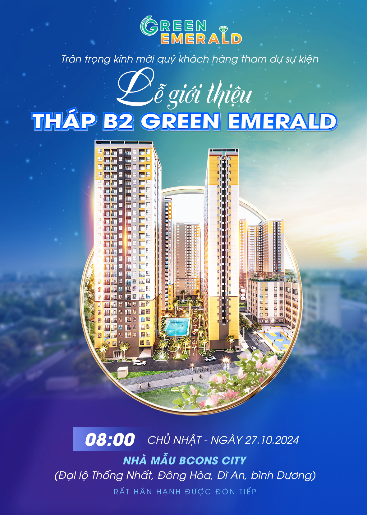 THIỆP MỜI THAM DỰ SỰ KIỆN LỄ GIỚI THIỆU THÁP B2 GREEN EMERALD - CÔNG TY CỔ PHẦN BẤT ĐỘNG SẢN ...